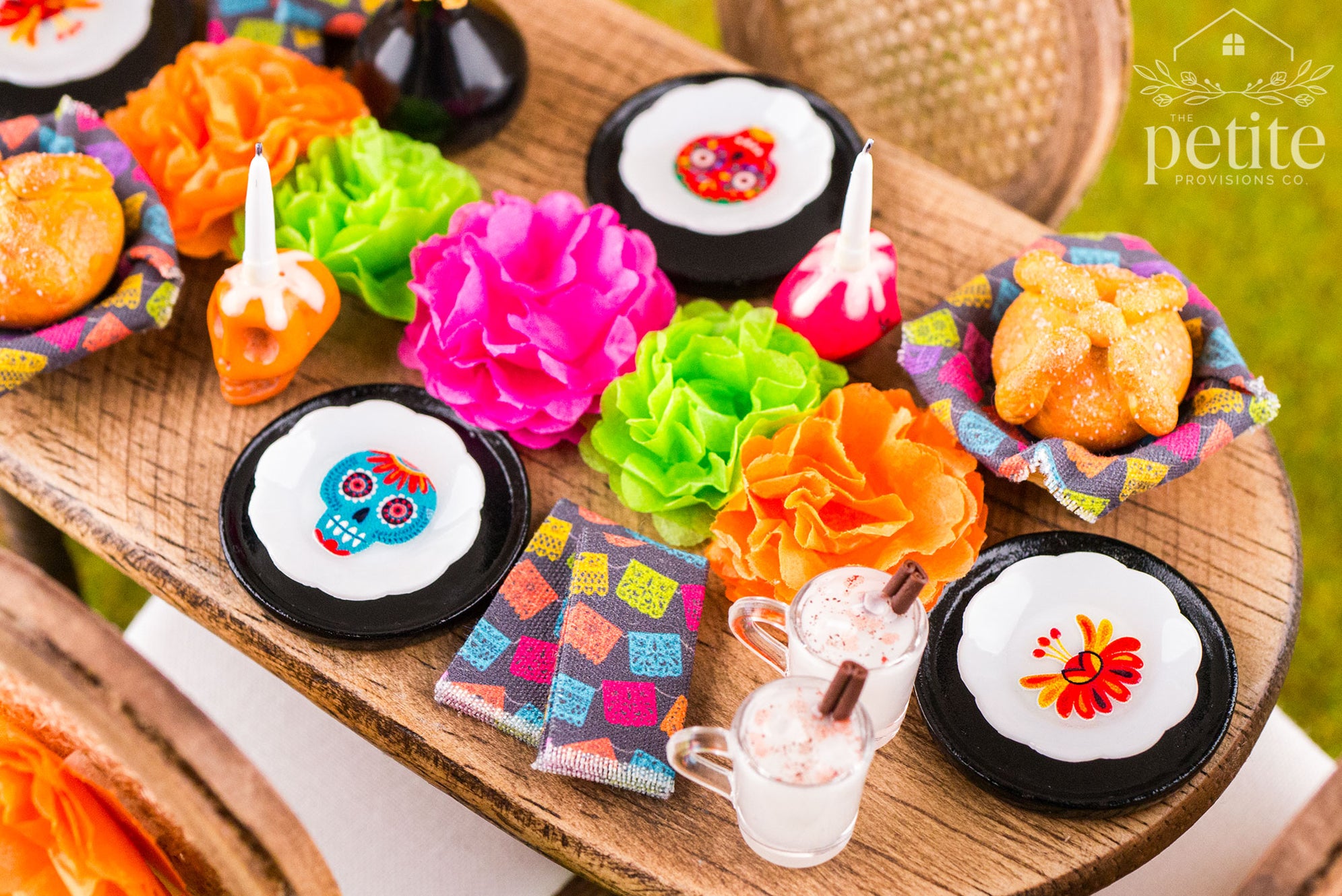 Sugar Skull and Marigold Day of the Dead Plates - Large - Set of 4– The ...