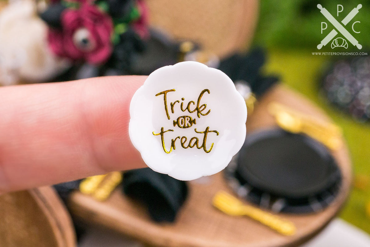 Gold Trick or Treat Decorative Plates - Large - Set of 4– The Petite ...